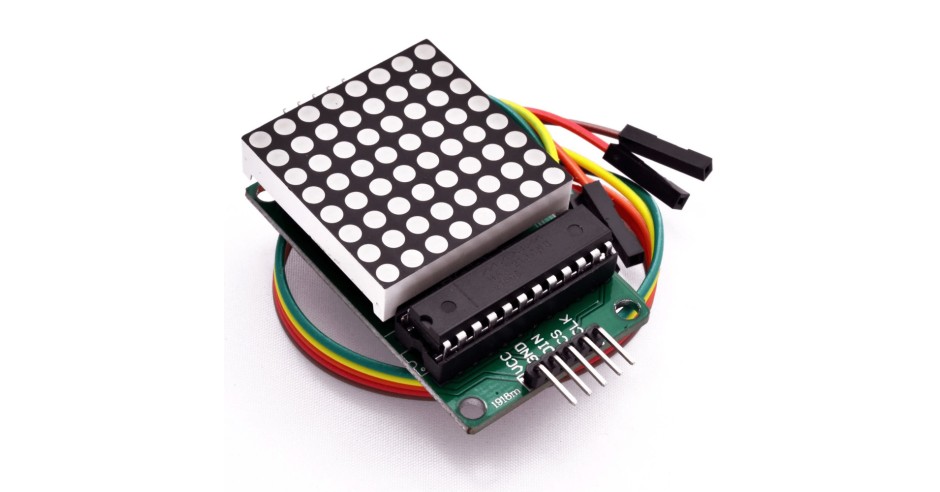Modul LED MATRIX 8X8 campuri 32x32 mm rosu 5V Interfata SPI inclus cu ...