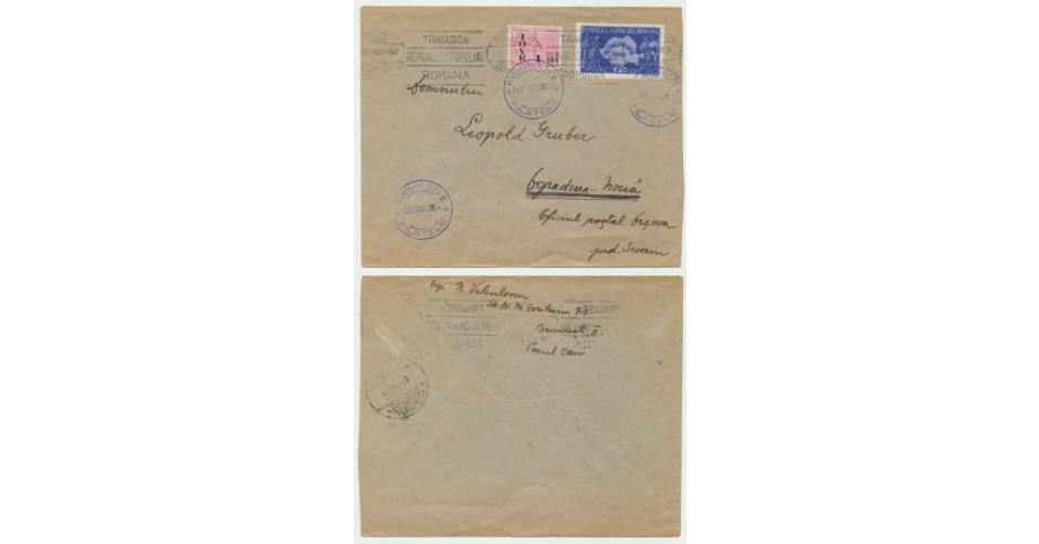 ROMANIA 1948 timbru Recensamânt efectiv circulat pe plic cu stampile ...