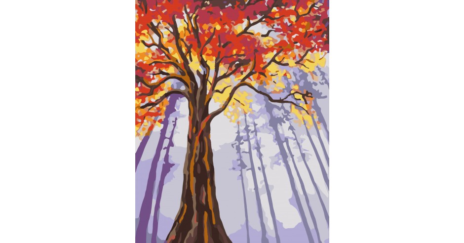 Set pictura pe numere Peisaj de toamna 3012, panza bumbac pe rama lemn ...