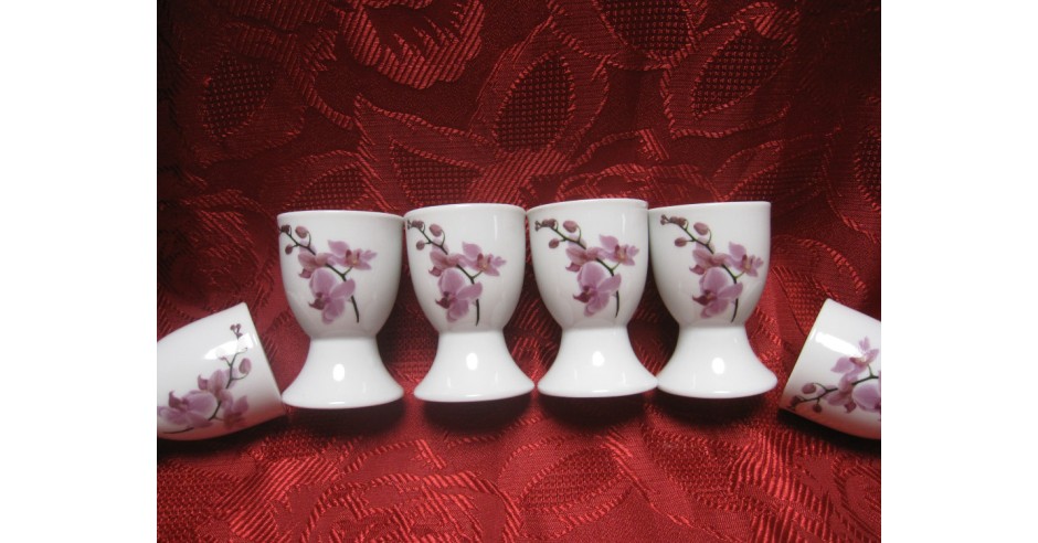 SET PAHARE PORTELAN - SUPORTI PENTRU OUA DECOR CU ORHIDEE 7 CM | arhiva ...