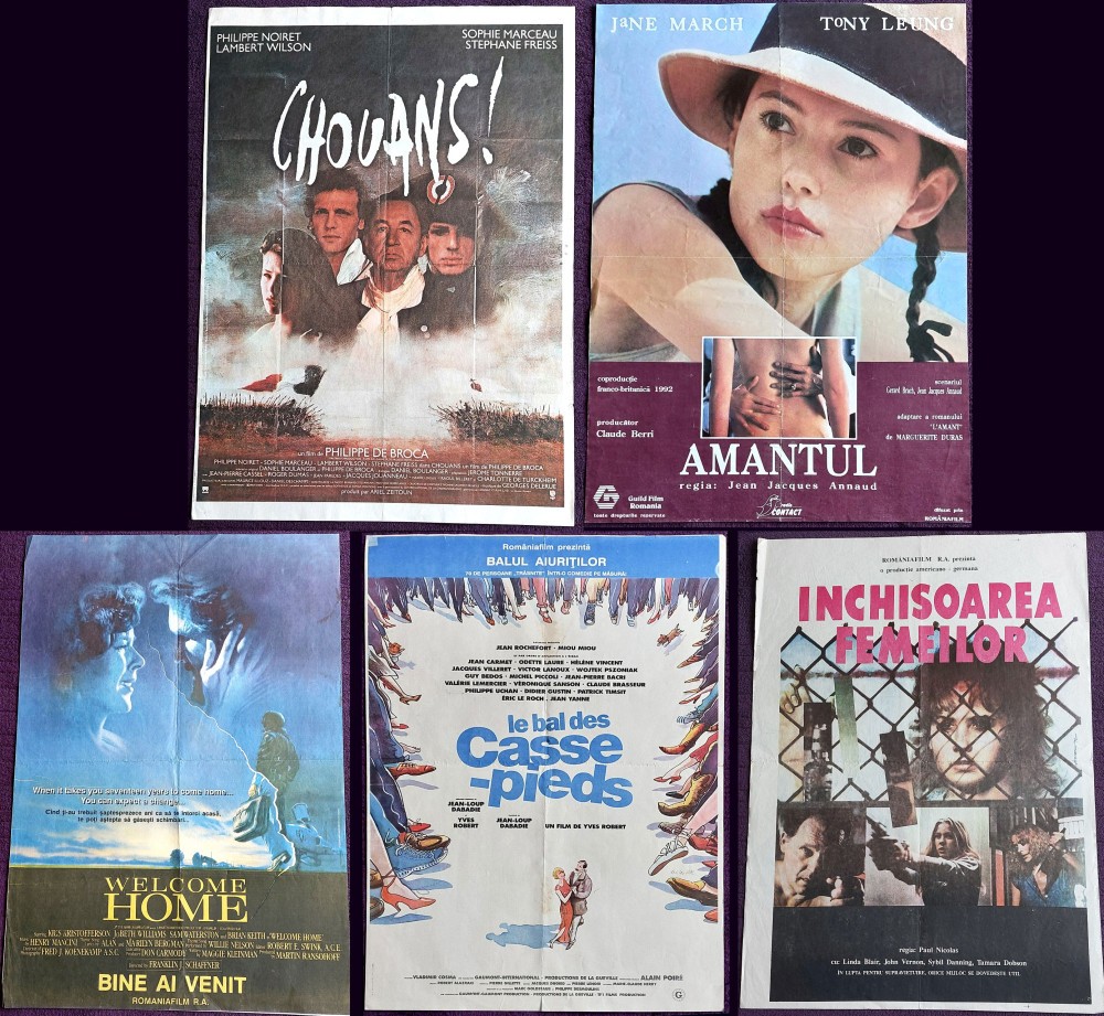 Lot 5 afise mari Romaniafilm, gen istoric + erotic + comedie, anii 80 ...