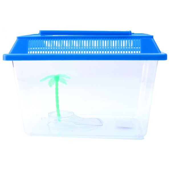 Acvariu din plastic cu palmieri - 21x14x14cm | arhiva Okazii.ro