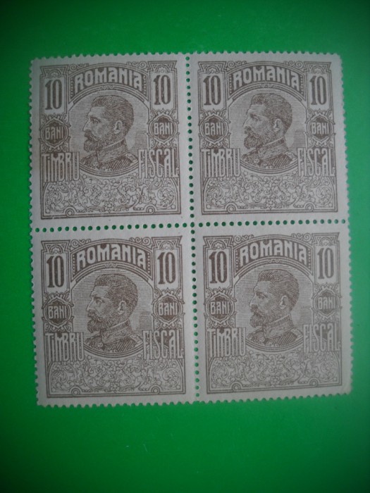 HOPCT LOT NR 357 FERDINAND 1916-BLOC DE 4 TIMBRU FISCAL-NESTAMPILAT ...