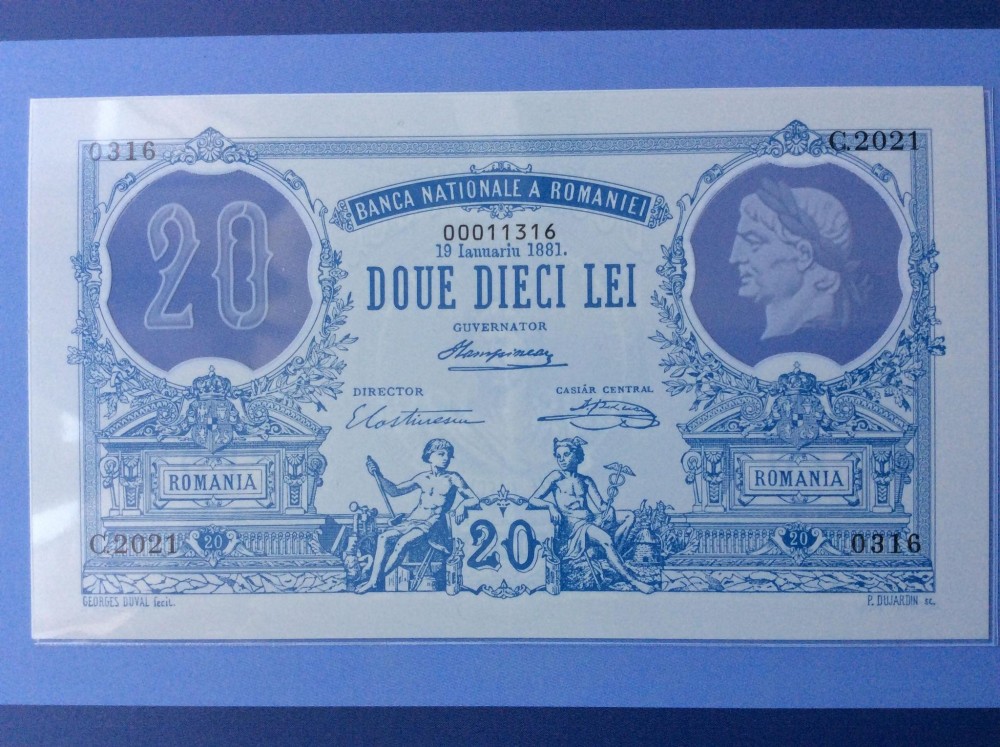 Bancnote Romania - 20 lei 2021 - polimer Replica 20 lei din 1881 ...