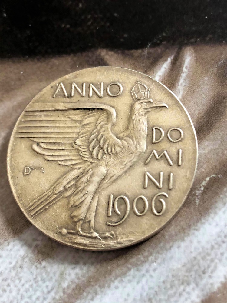 MEDALIE - MONEDA VECHE ARGINT 1906 ANNO DOMINI - TEMATICA VANATOARE ...