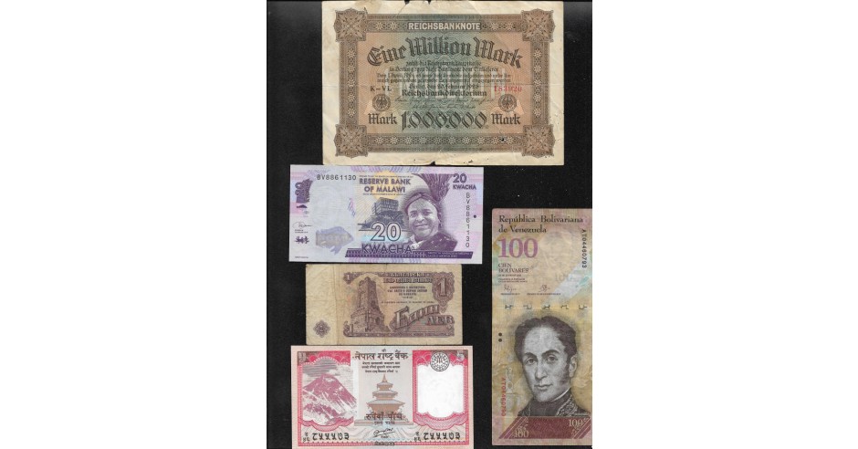 Set 5 bancnote de prin lume adunate (cele din imagini) #399, Asia ...