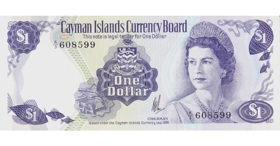 Bancnota Insulele Cayman 1 Dolar (1981) - P5a XF++ ( serie A/3 ...