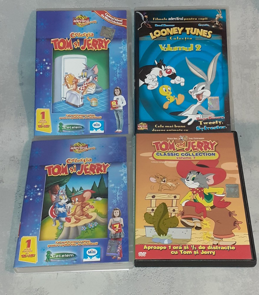 4 DVD Tom si Jerry Looney Tunes Warner Bros desene animate dublate ...
