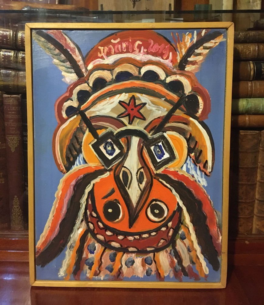 Ioan Maric - MASCA POPULARA ROMANEASCA (ulei pe panza, semnat, 33x26cm ...