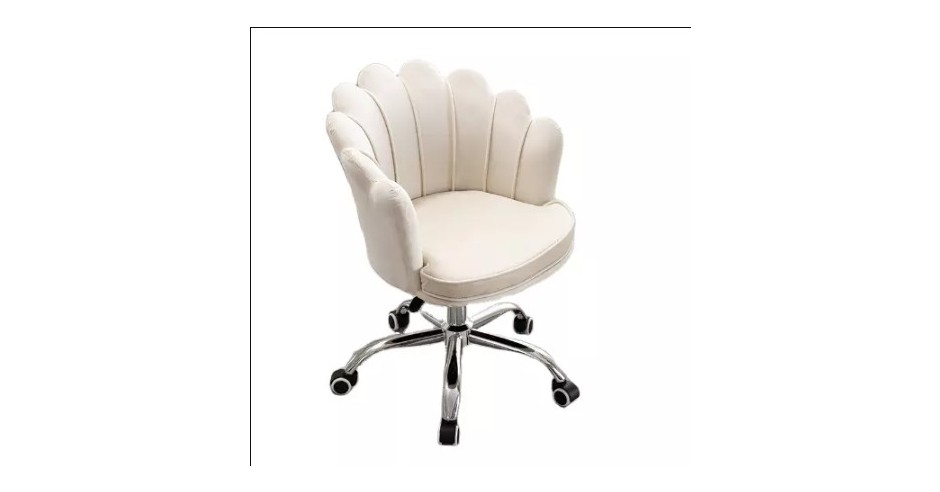 Scaun de birou,alb, din catifea, elegant, ergonomic, rotativ, inaltime ...