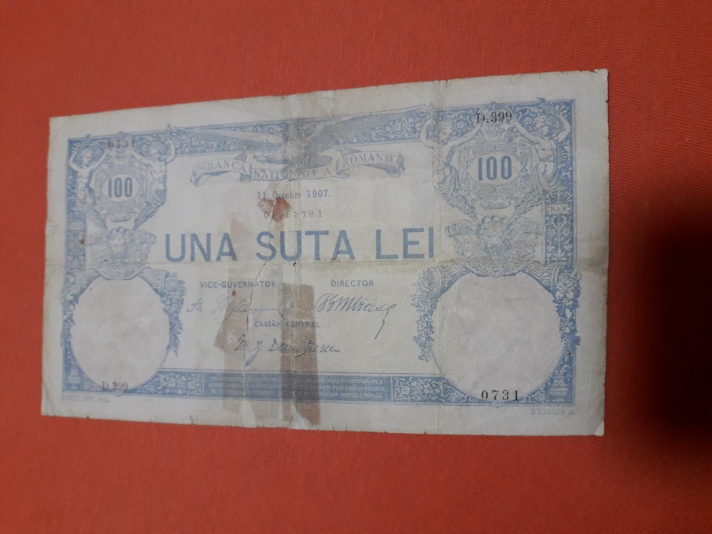 Bancnote romanesti 100lei 1907 octombrie | arhiva Okazii.ro