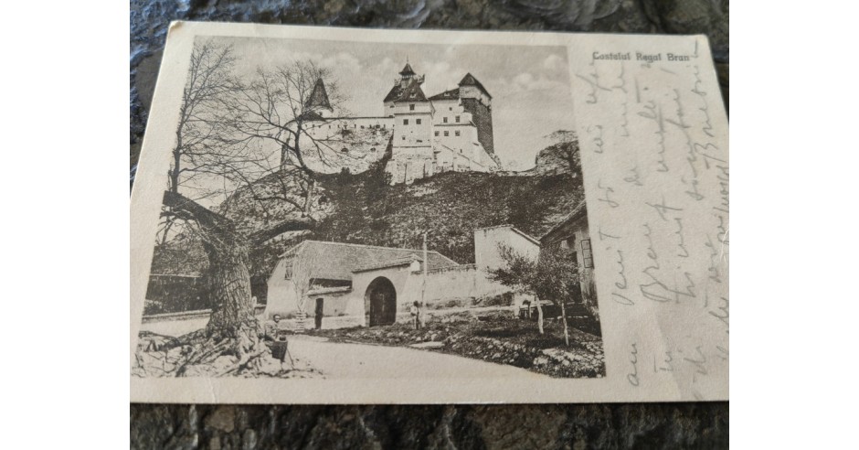 Carte postala Castelul Regal Bran, interbelica-1922, circulata, stare ...