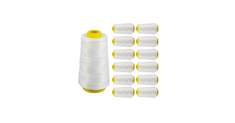 Set 10 Mosoare Ata Alba Masina Cusut Saci, 130g, Poliester, Compatibil ...