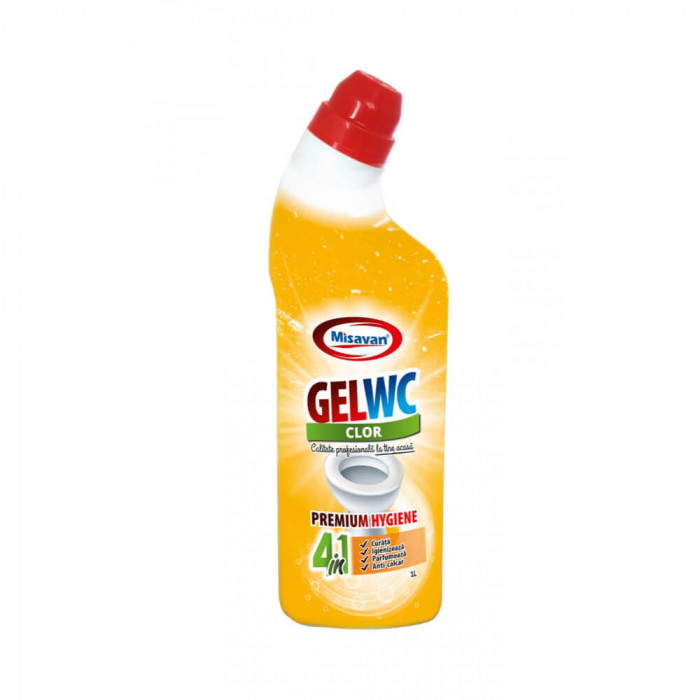 Solutie Curatare Toaleta Misavan Gel Wc Clor 4 in 1, 1L, Solutie Tip ...