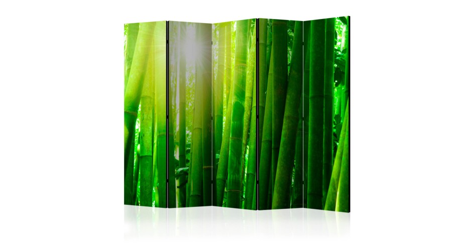 Paravan din 5 parti - Soare si bambus - 225 x 172 cm | arhiva Okazii.ro