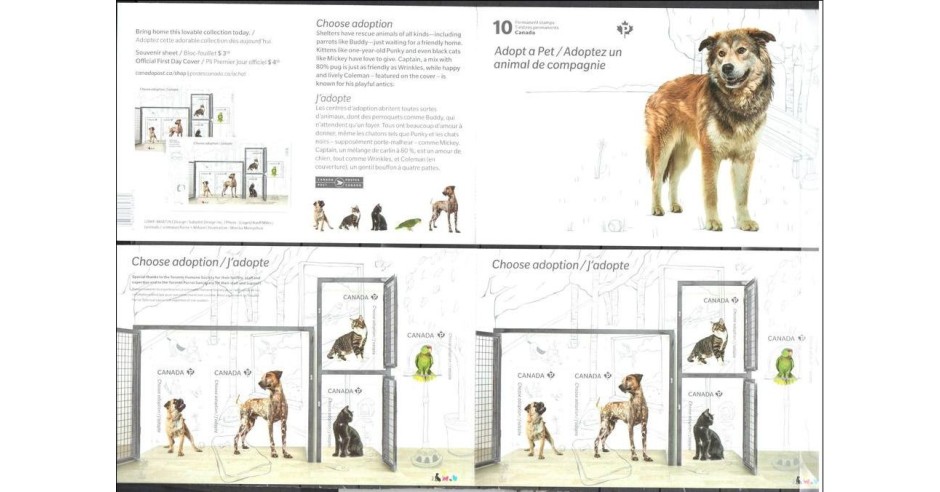 CANADA 2013 FAUNA ANIMALE DE COMPANIE CAINI PISICI PAPAGALI IN CARNET ...