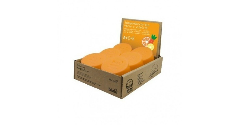 Sampon - gel de dus solid cu vitamina A, C, E bio 12 buc x 55g Biolu ...