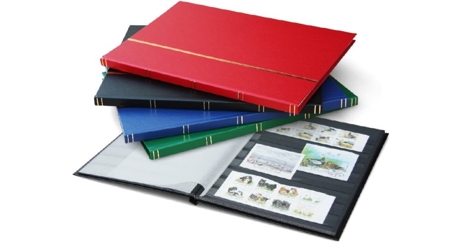 Clasor timbre cu 8 file / 16 pagini negre, fara logo, rosu | arhiva ...