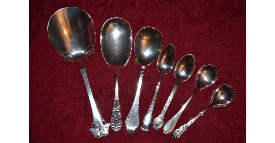 COLECTIE - 7 LINGURI ARGINT 830 - Denmark 1919 - Art Nouveau - 425g ...