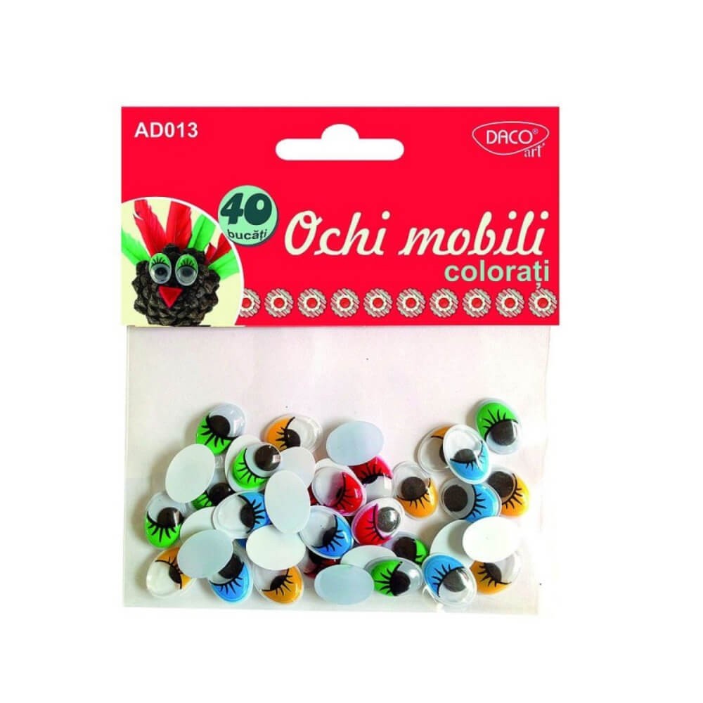 Ochi Mobili Daco Colorati, 40 Buc/Set, Multicolor, Ochi Mobili ...