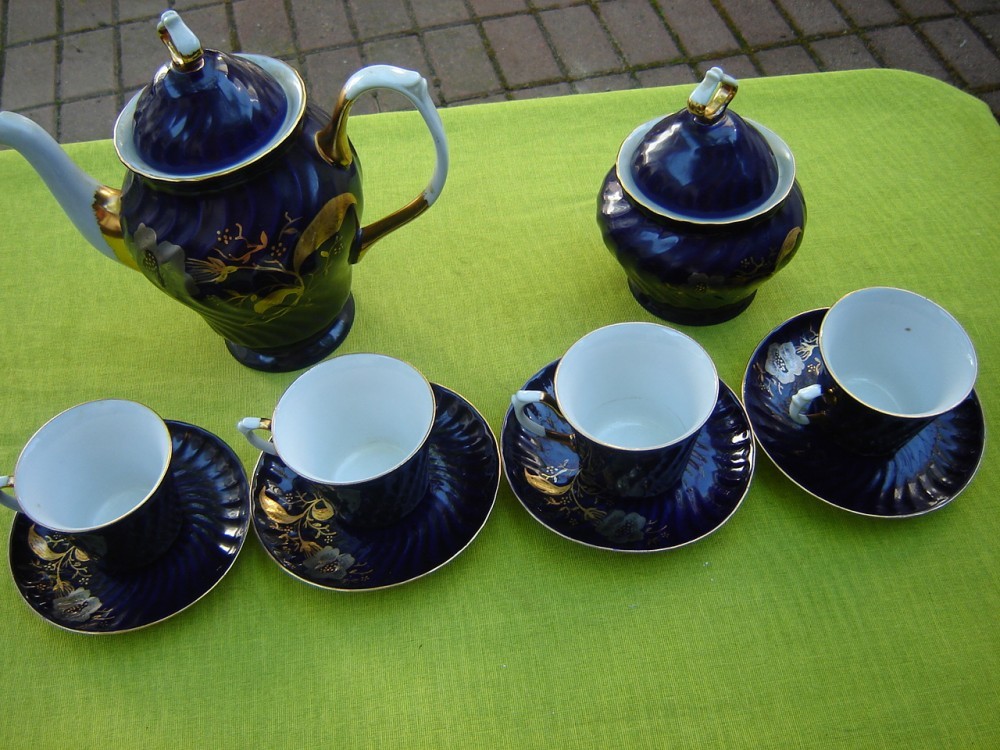 Portelan de Alba Iulia, cobalt, frumos servici de cafea | arhiva Okazii.ro