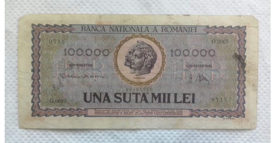BANCNOTA 100.000 LEI 1947 | arhiva Okazii.ro