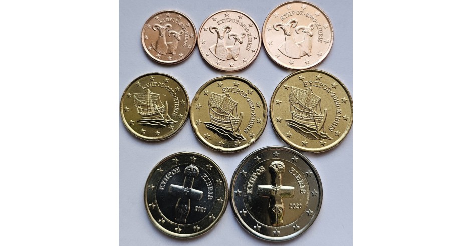 Set complet 8 monede 1,2,5,10,20,50 euro cent, 1, 2 euro 2020 Cipru ...