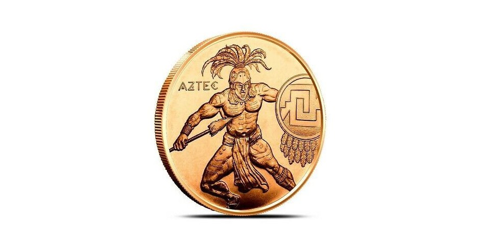 Moneda cupru 999 lingou, Aztec razboinic 29 grame | arhiva Okazii.ro
