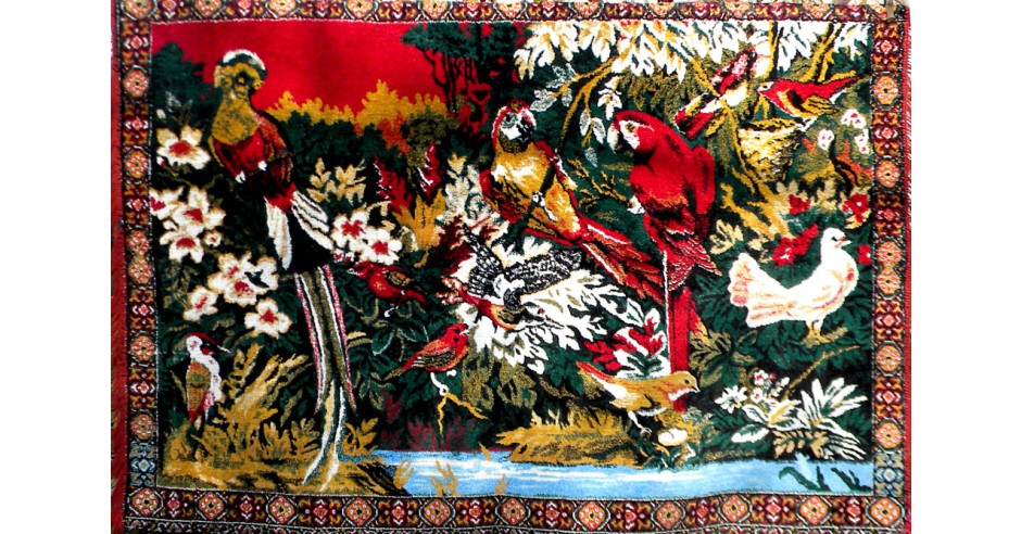 Pasari in Gradina Edenului - carpeta persana originala vintage 170 x ...