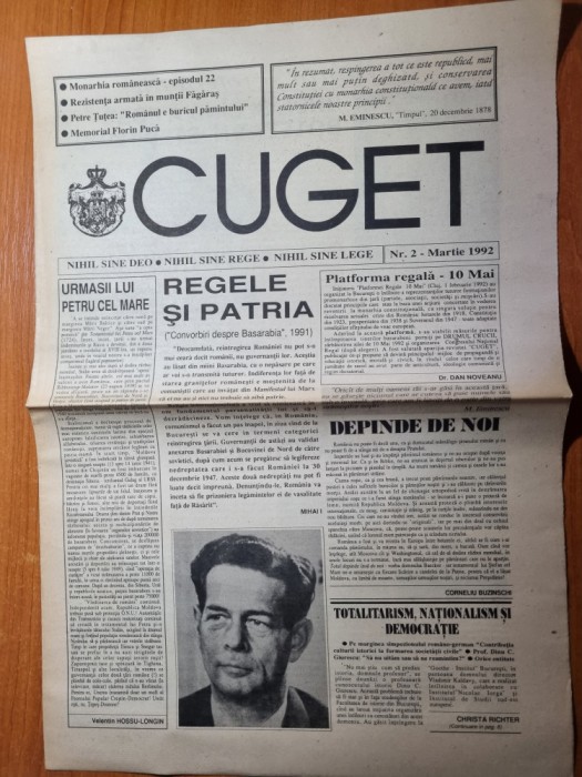 Ziarul cuget martie 1992-articolul regele si patria,interviu cu petre ...