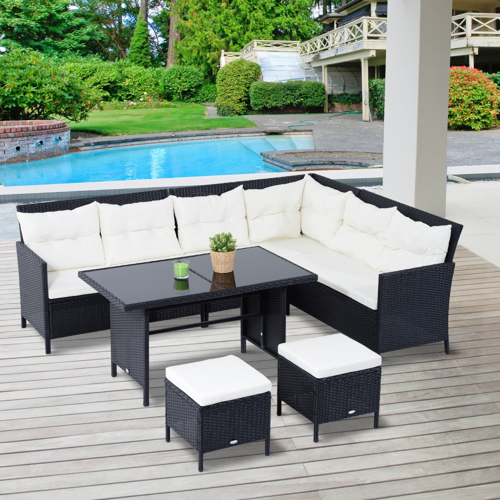 Outsunny Set Mobila din Ratan PE pentru Exterior Gradina 6 Piese ...