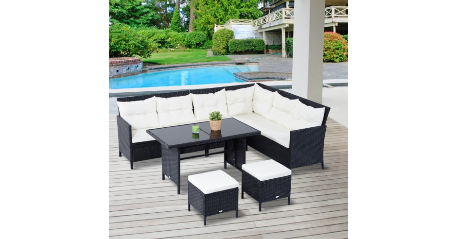 Outsunny Set Mobila din Ratan PE pentru Exterior Gradina 6 Piese ...
