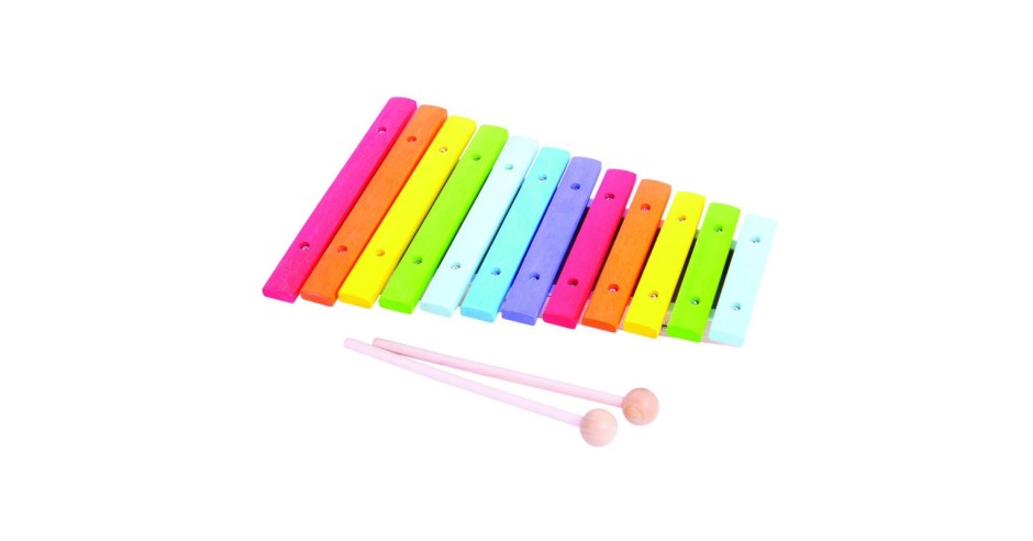 Xilofon din lemn, bete din lemn, clape metalice, viu colorat | arhiva ...