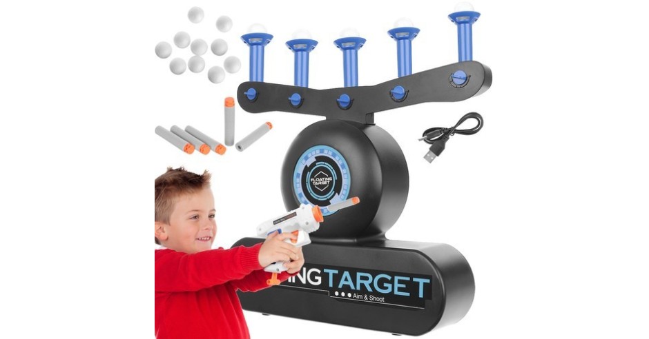 Tinta electronica, jucarie poligon tragere, lansator, 3 sageti, 5 bile ...