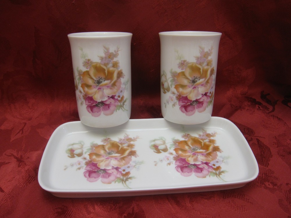 SET PORTELAN BAVARIA ILONA WEST GERMANY TAVA CU PAHARE PORTELAN DECOR ...