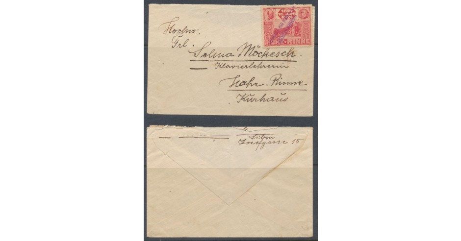 Posta locala Paltinis plic rar francat la sosire in 1929 cu timbru 1L ...