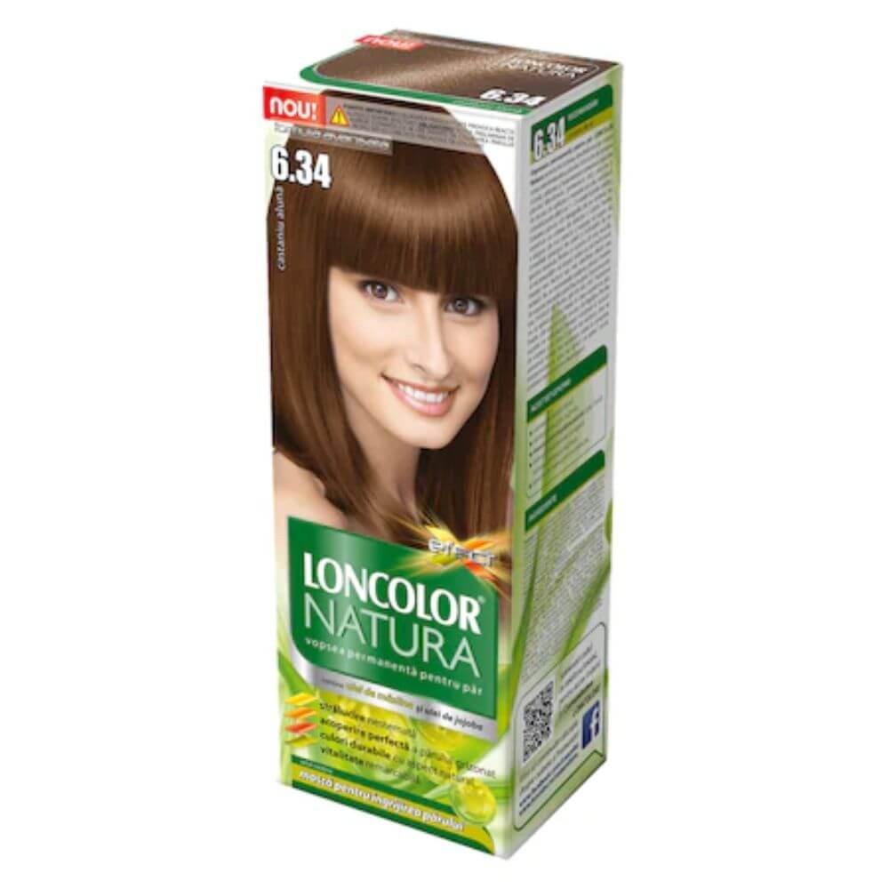 Vopsea de Par Permanenta LONCOLOR Natura 6.34, Castaniu Aluna, 100 ml ...