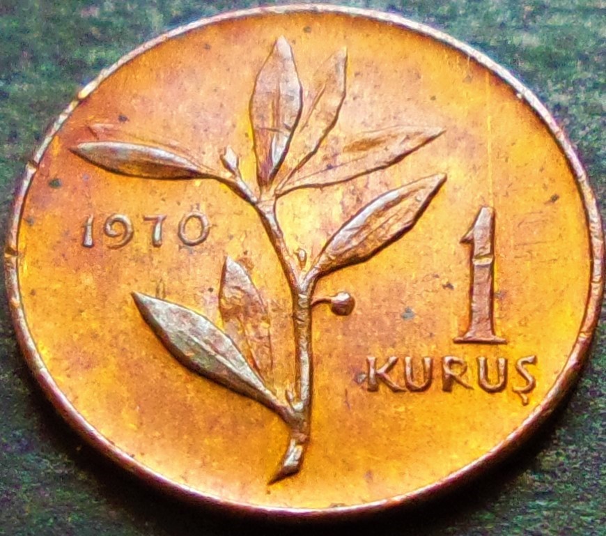 Moneda 1 KURUS - TURCIA, anul 1970 *cod 20 A = mai rara in aceasta ...