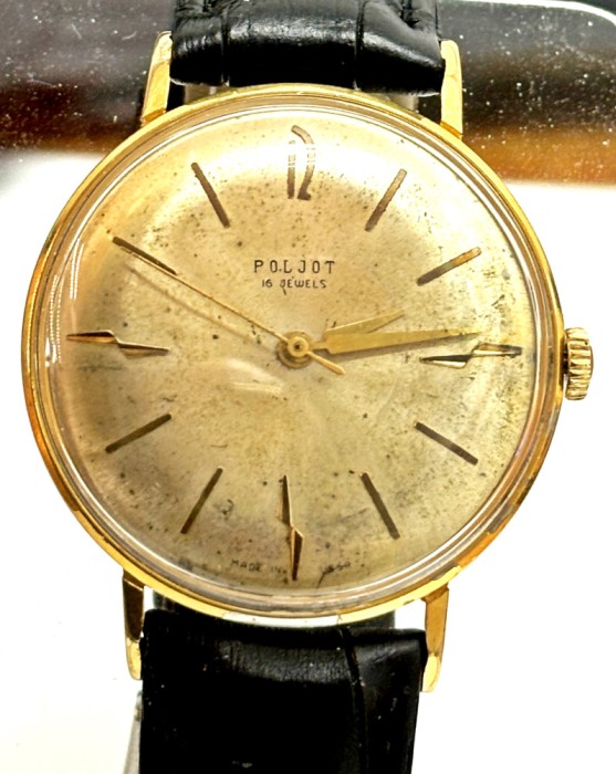 Ceas mecanic URSS Poljot 16 rubine ultra subtire placat cu aur | Okazii.ro