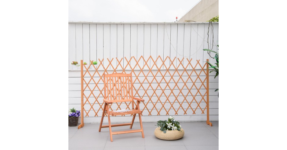 Outsunny Gard pentru Gradina Extensibil din Lemn 150cm, Gard de Lemn cu ...