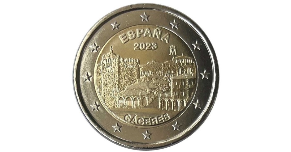 SPANIA moneda de 2 euro comemorativa 2023 - Cáceres, UNC, Europa, Cupru ...