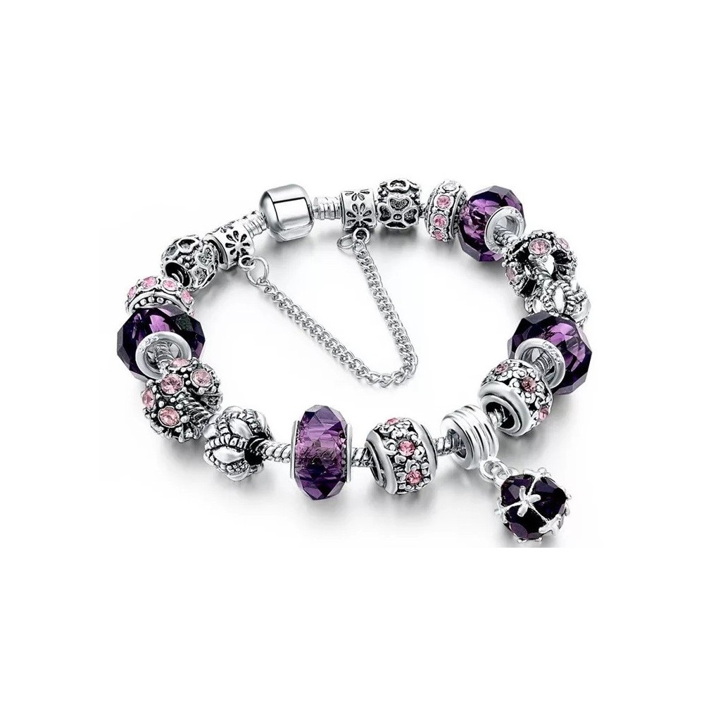 BRATARA DAMA PANDORA ROYALE LUX ELEGANTA CHARM SILVER&VELVET-MODEL 2020 ...