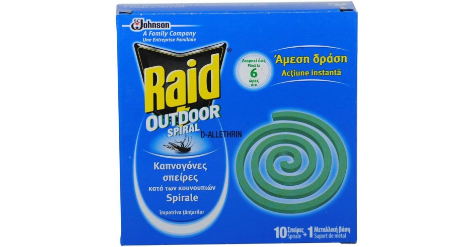 Set 10 Spirale Anti Tantari Raid, 11.5 g, Exterior, Insecticid pentru ...