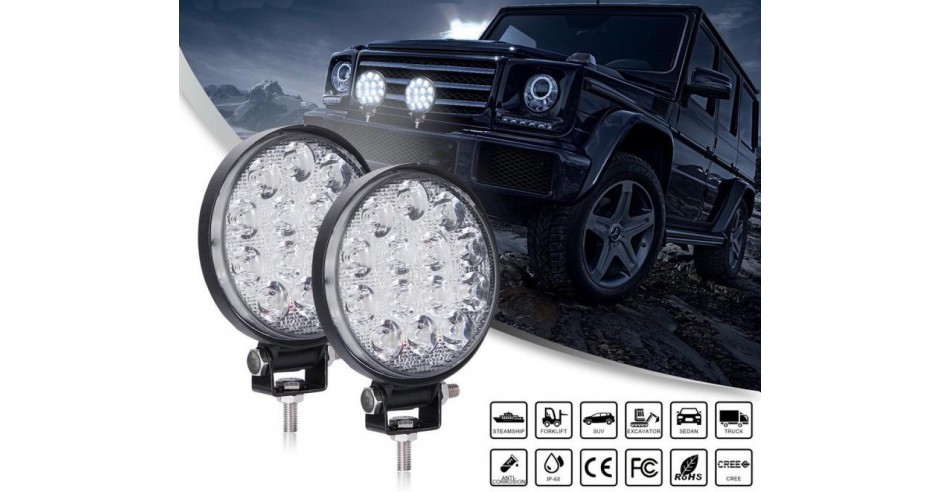 Proiectoare LED Auto Offroad Rotunde 42W Proiector SUV ATV Moto Barca ...