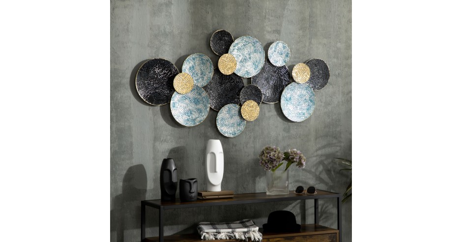 HOMCOM Decoratiune de perete 3D modern cerc agatat sculpturi de perete ...