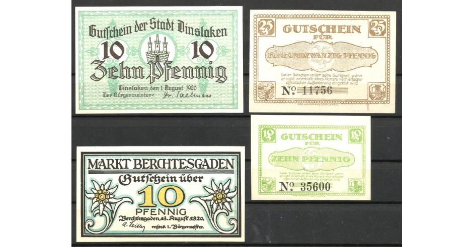 GERMANIA - LOT 4 NOTGELD CU TEMATICA MINERIT - UNC / CELE DIN IMAGINE ...