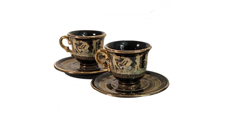 Cesti Cafea Espresso Ceramica Greceasca 75ml Cu Foita De Aur 24K COD ...