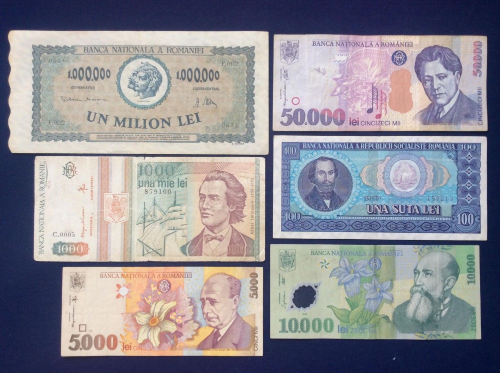 Bancnote Romania - Lot bancnote romane?ti - starea care se vede (5 ...