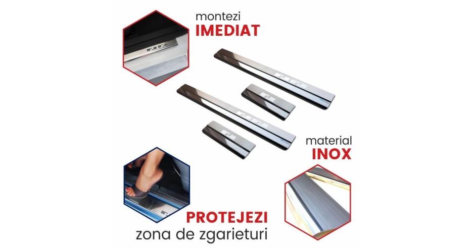 Protectii inox praguri usi Hyundai Kona Hybrid, caroserie SUV ...