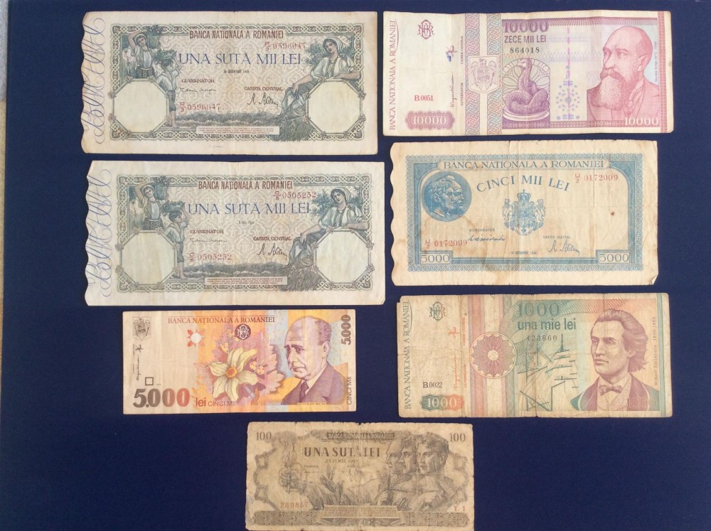 Bancnote Romania - Lot bancnote romane?ti - starea care se vede (4 ...